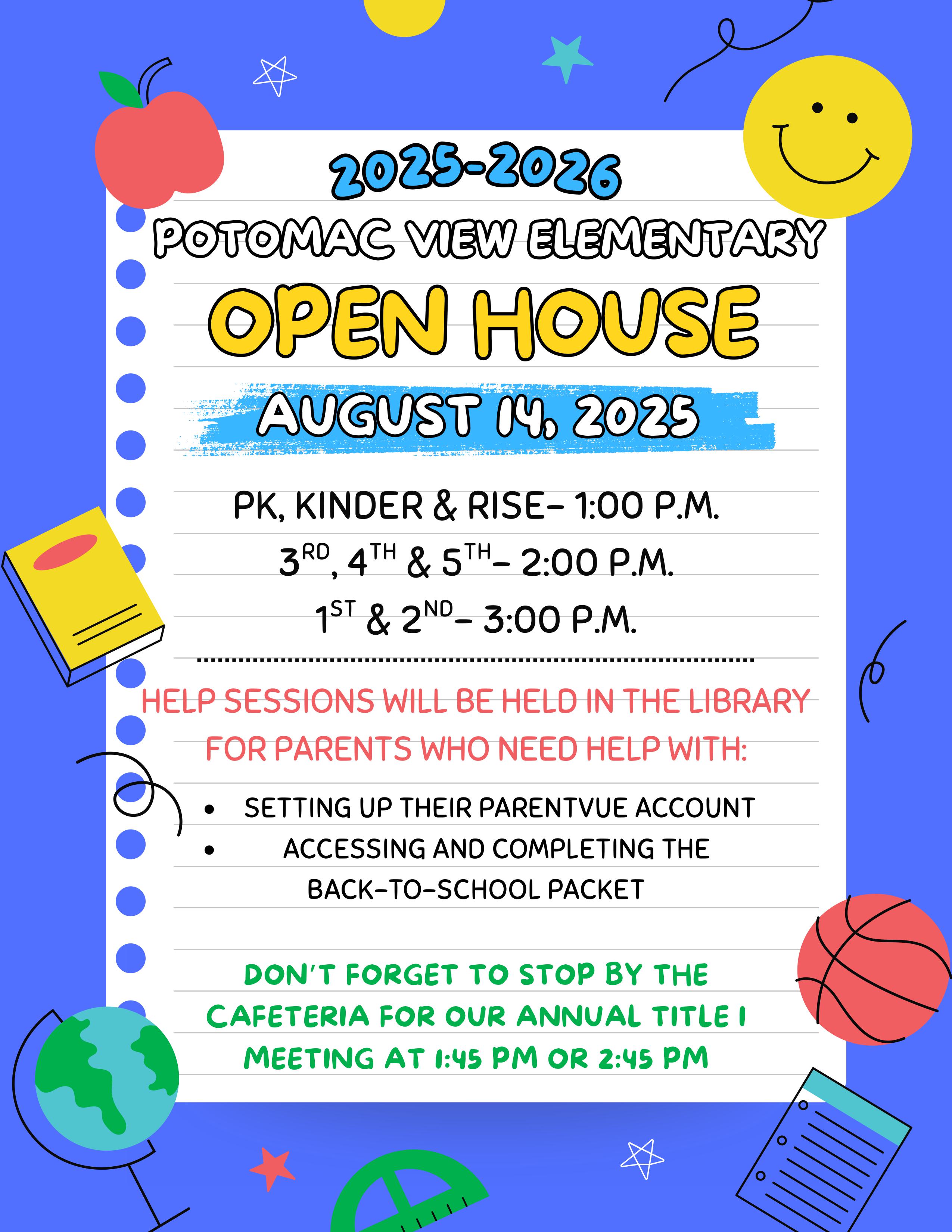 PVES Open House! - Potomac View Elementary School